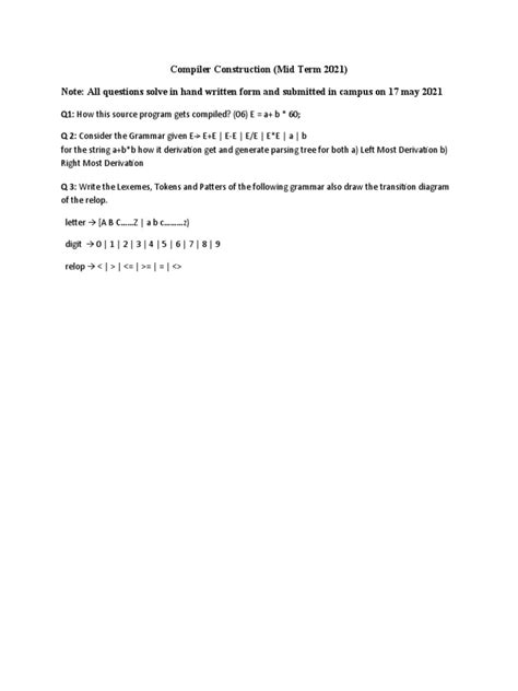 compiler construction midterm exam pdf
