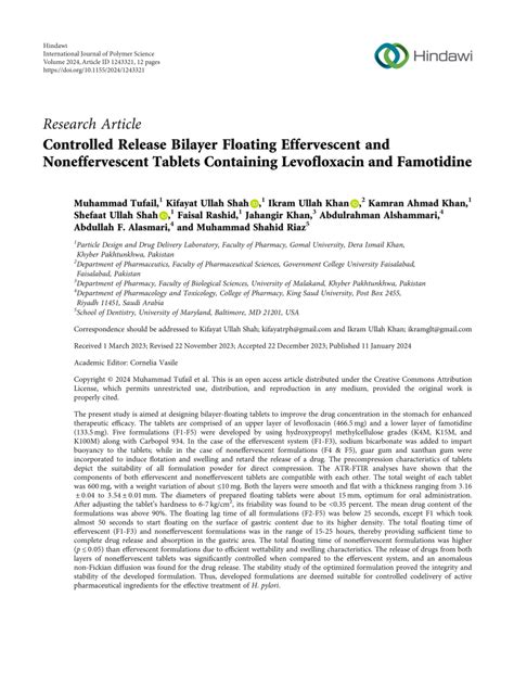 Pdf Controlled Release Bilayer Floating Effervescent And Noneffervescent Tablets Containing