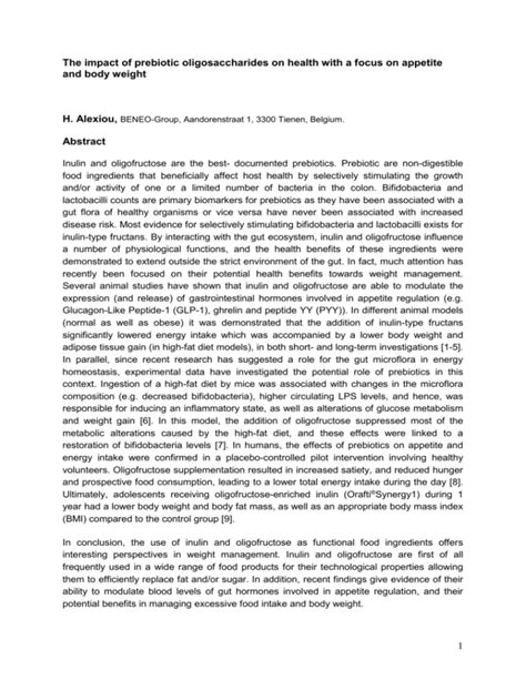 Prebiotic Inulin Type Fructans