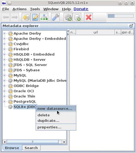 Adding Sqlite As A Datasource To Sqleo
