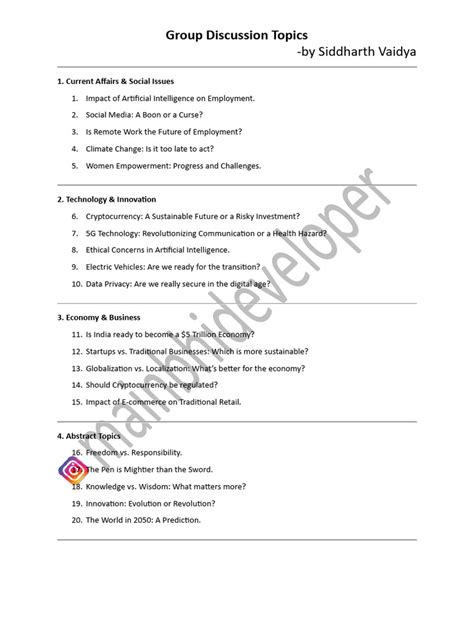 Group Discussion Topics Pdf