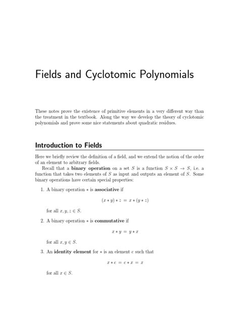 Cyclotomic Polynomials Pdf Field Mathematics Factorization