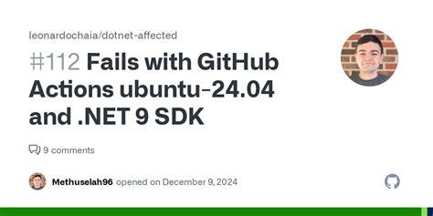 Fails With Github Actions Ubuntu 2404 And Net 9 Sdk · Issue 112