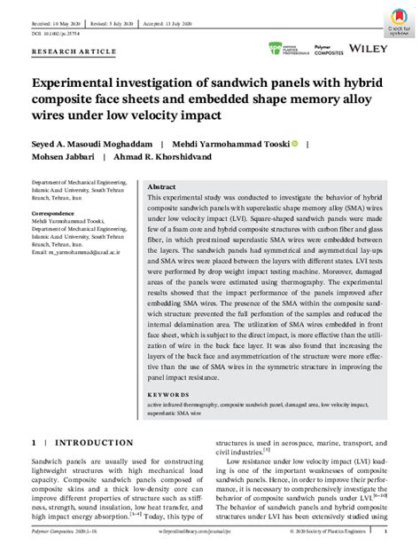 Pdf Experimental Investigation Of Sandwich Panels With Hybrid