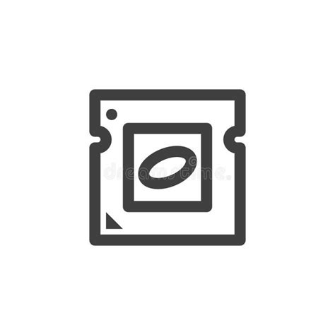 Computer Processor Line Icon Stock Vector Illustration Of Logo Thin