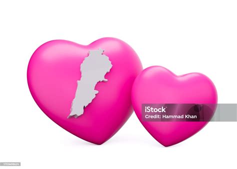 3d 반짝이는 핑크 하트 흰색 배경에 격리된 레바논의 3d 흰색 지도 3d 그림 3차원 형태에 대한 스톡 사진 및 기타 이미지 3차원 형태 개념 국가 지도 Istock