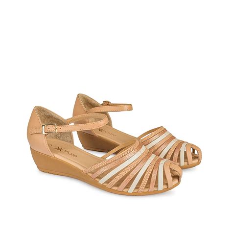 Ripley Sandalias Mujer Viale Cuero Hueso Canasta Casual Deni 2102