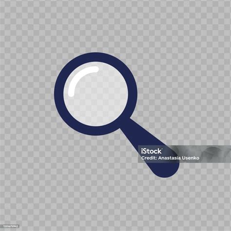 벡터 루페 플랫 일러스트레이션입니다 투명 한 배경에 격리 된 회색 렌즈와 검은 돋보기 과학 분석 기기 탐정 초점 배율의 개념 0명에 대한 스톡 벡터 아트 및 기타 이미지