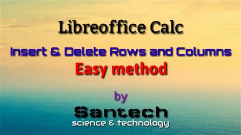 insert delete rows and columns in libreoffice calc easy steps youtube