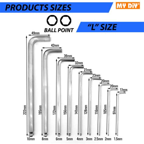 Diy Online4u 9pcs Allen Key Set Ball Point Allen Key Torx Star Allen Key Carbon Steel Crv