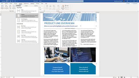 Insert A Column Break In Word Instructions TeachUcomp Inc