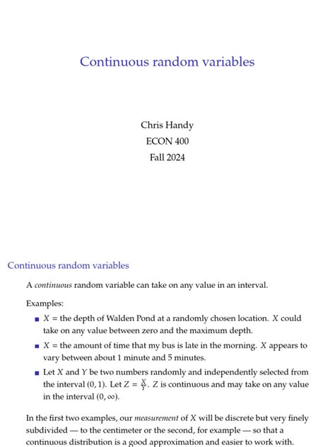 4 Continuous Random Variables Pdf