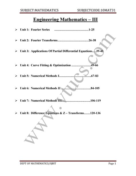 Rd Sem Cse Maths Pdf Notes Engineering Mathematics Iii Unit Fourier Series