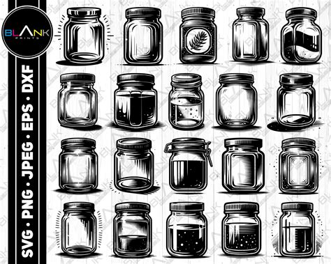 Jar Bundle Svg Png Jpeg Eps Dxf Bundle Silhouette Clipart Cricut Vector Commercial Use Custom