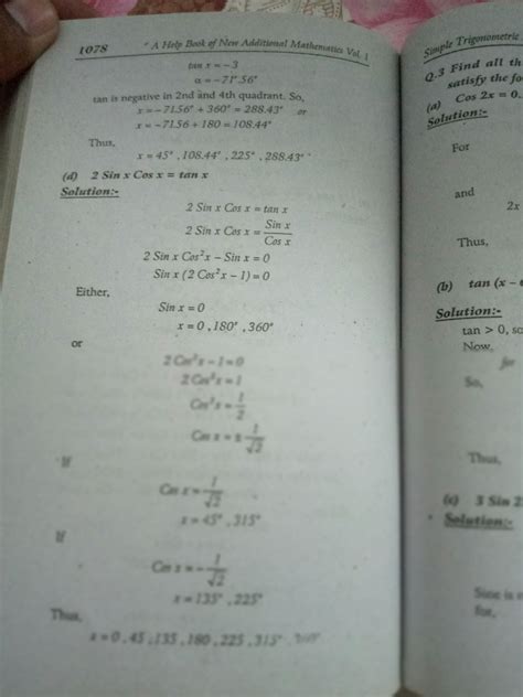 solution simple trigonometric identities and equations o levels