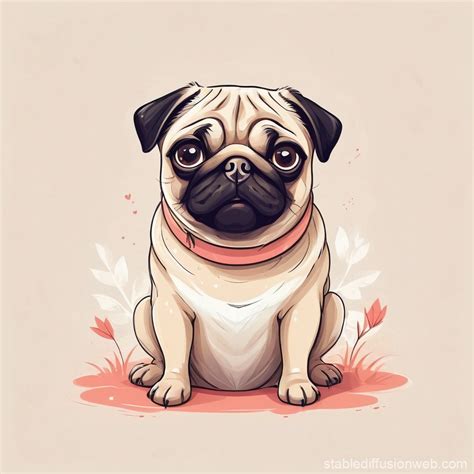 Cute Pug Illustration | Stable Diffusion Online