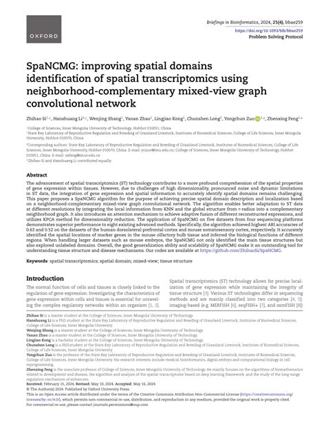 Pdf Spancmg Improving Spatial Domains Identification Of Spatial