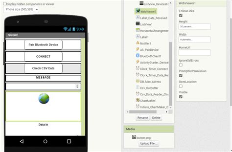 mit app inventor 2 and highcharts data csv configuration with rssi and
