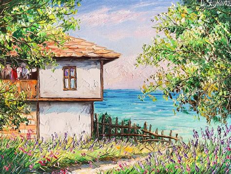 Ръчно рисувани картини Пролетно настроение Картина с маслени бои 40 Cm 30 Cm Платно кан