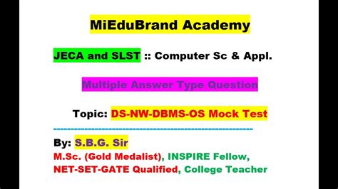 Jeca Mock 1 Multiple Answer Type Question Ds Os Dbms Nw Youtube
