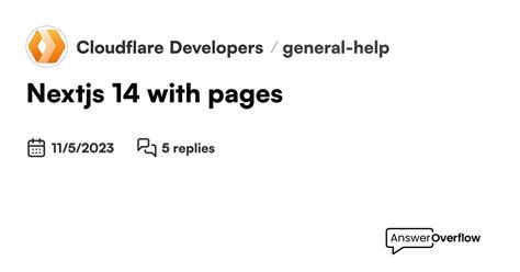 Nextjs 14 With Pages Cloudflare Developers