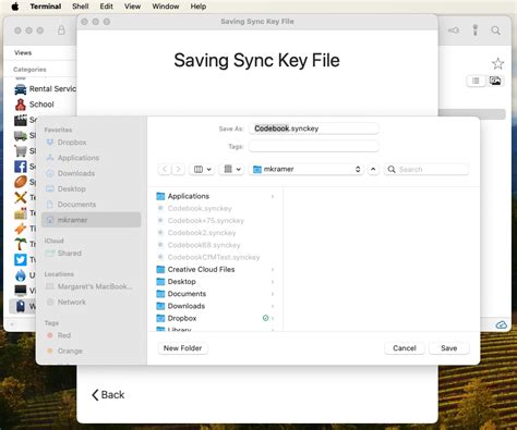 Codebook Help Sync Key Save As File
