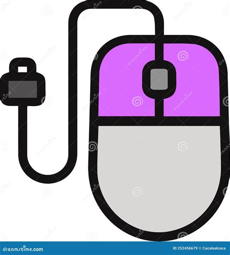 The Drawing Of A Lilac Computer Mouse A Small Hardware Input Device
