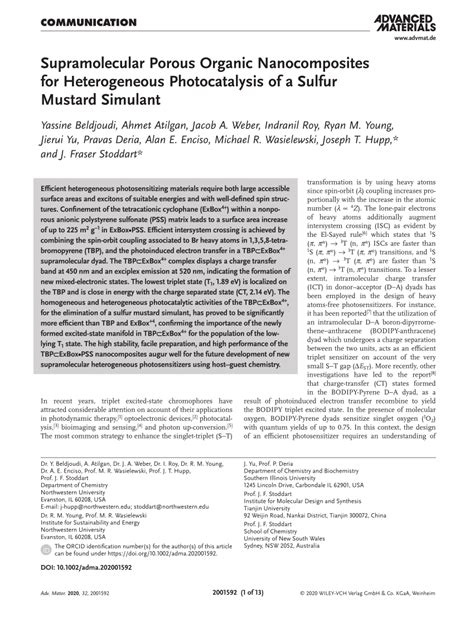 Supramolecular Porous Organic Nanocomposites For Heterogeneous Photocatalysis Of A Sulfur
