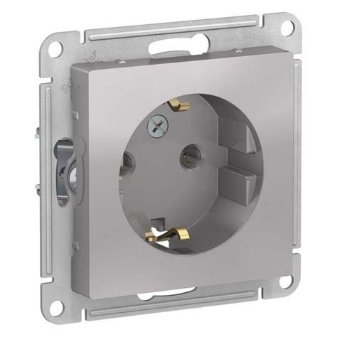 Розетка 1-м СП AtlasDesign 16А IP20 с заземл. механизм алюм. SE ...