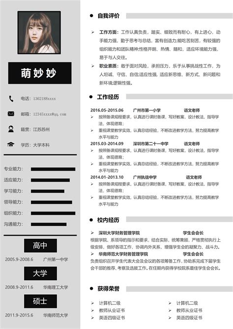 国外学术论文式英文简历模板 51简历模板