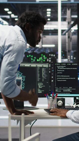 Pleased Data Center Manager Praising Work Done By Engineer Using Neural