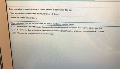solved determine whether the given value is from a discrete