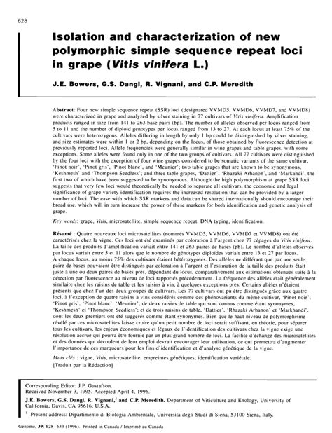 Pdf Isolation And Characterization Of New Polymorphic Simple Sequence