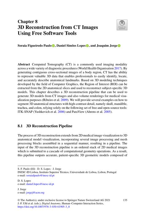 PDF D Reconstruction From CT Images Using Free Software Tools
