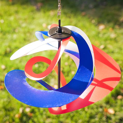 Red White And Blue Poly Vortex Spinner Kite Garden