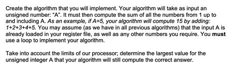 Solved Create The Algorithm That You Will Implement Your Chegg Com