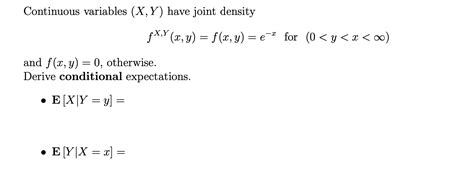 solved continuous variables x y have joint density fx y