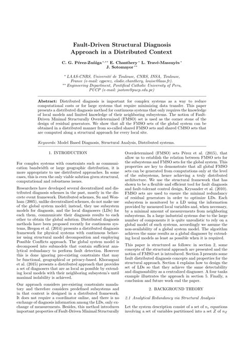 Pdf Fault Driven Structural Diagnosis Approach In A Distributed Context
