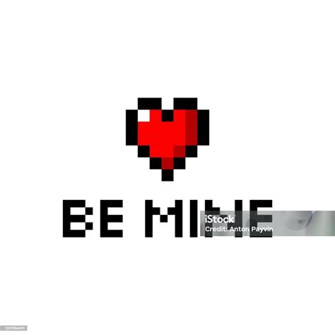 픽셀 아트 8 비트 빨간 심장 아이콘 포스터와 내 수 고립 된 벡터 일러스트 모자이크 처리에 대한 스톡 벡터 아트 및 기타