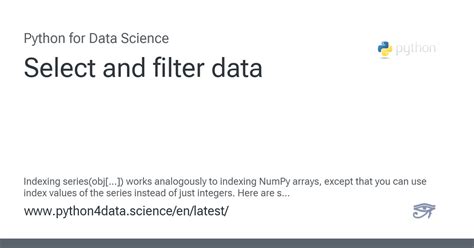 Select And Filter Data Python For Data Science 2430