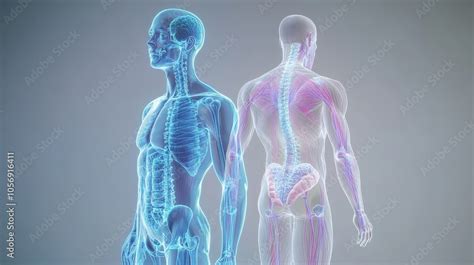 3d Illustration Of Human Anatomy Highlighting Skeletal And Spine