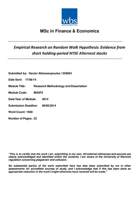 Pdf Empirical Research On Random Walk Hypothesis Evidence From Short Holding Period Nyse