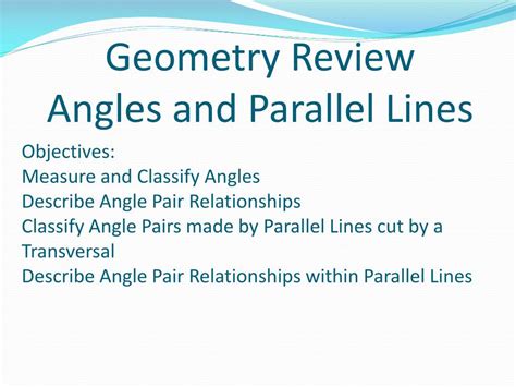 PPT Geometry Review Angles And Parallel Lines PowerPoint Presentation ID