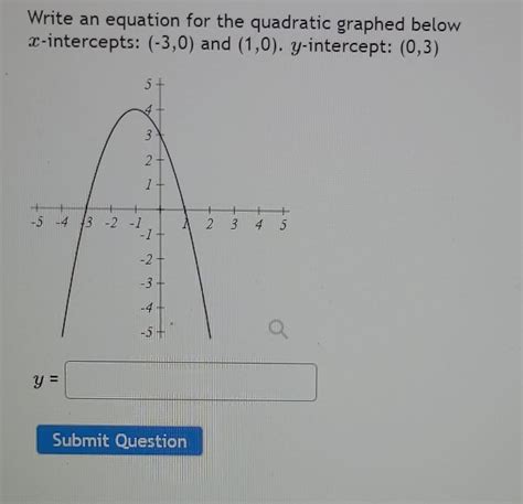 Solved Write An Equation For The Quadratic Graphed Below
