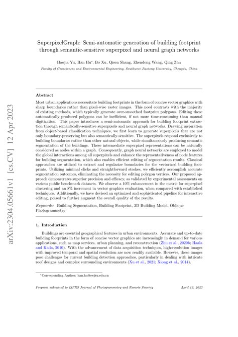 Pdf Superpixelgraph Semi Automatic Generation Of Building Footprint Through Semantic