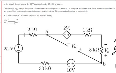 solved in the circuit shown below the 10 v source absorbs
