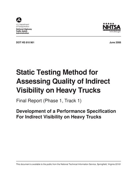 PDF Static Testing Method For Assessing Quality Of Indirect Visibility On Heavy Trucks Final