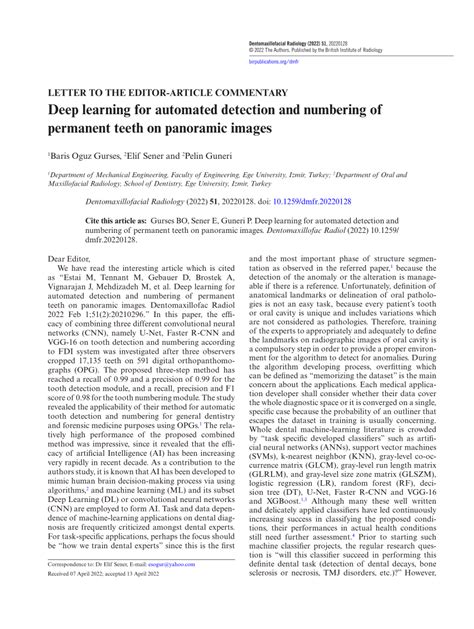 Pdf Deep Learning For Automated Detection And Numbering Of Permanent Teeth On Panoramic Images