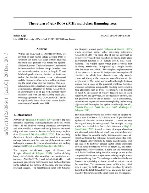 Pdf The Return Of Adaboostmh Multi Class Hamming Trees