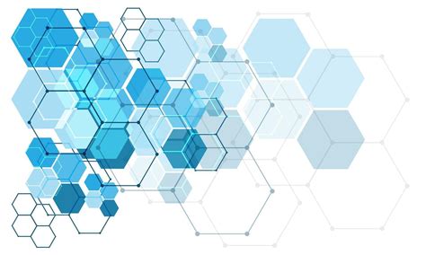 Abstract Blue Line Hexagon Light Technology Futuristic Geometric Design